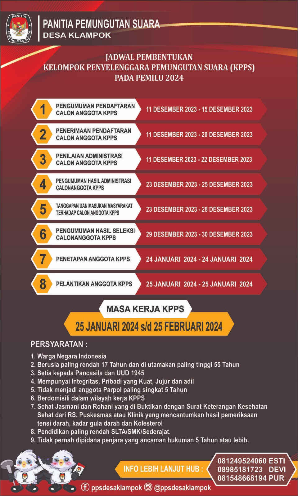 Jadwal Pembentukan Kpps Pemilu Tahun 2024 Desa Klampok Desa Klampok